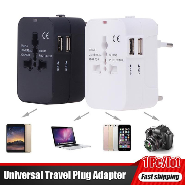 Universal Travel Plug Adapter 2 USB Port World Travel AC Power Charger ...