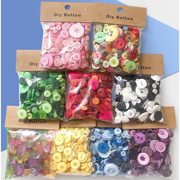 150g/Bag Assorted Sizes Mixed Colorful Resin Buttons Round Craft ...