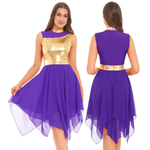 Liturgical Praise Dance Dress Sleeveless Lyrical Dancewear Performance ...