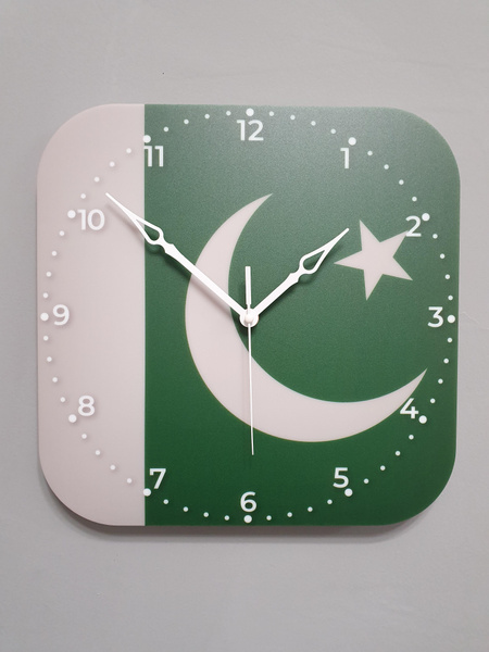 Pakistani flag clock for wall decor, Pakistan themed gift | Wish