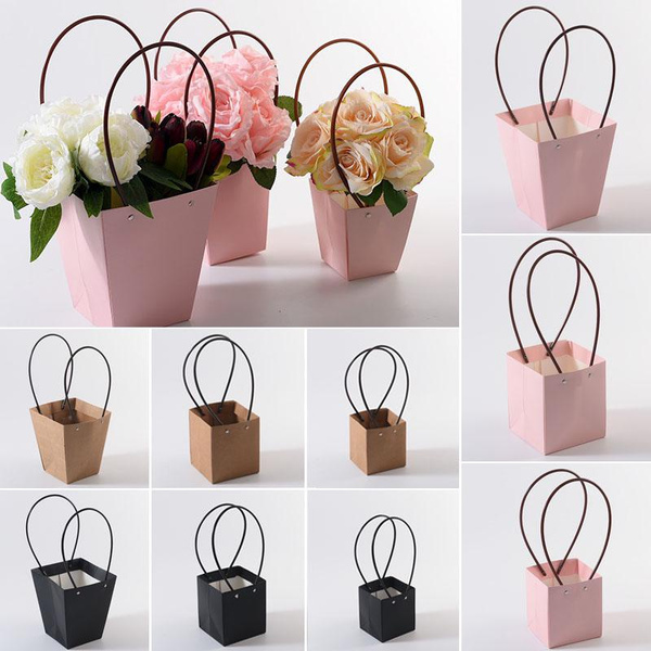 Kraft paper flower bag handbag waterproof flower arrangement flower box ...