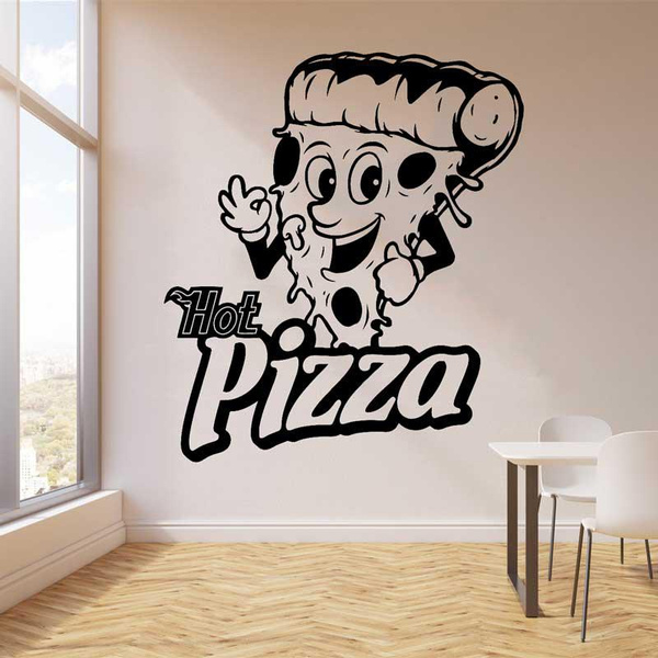Hot Pizza Fast Food Wall Art Decals Italian Restaurant Pizza Shop Doors ...