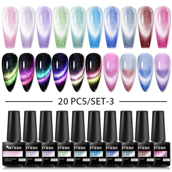 MTSSII 20 Colors Glitter Gel Nail Polish Set Semi Permanent Hybrid Gel ...