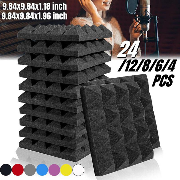 4/6/8/12/24PCS Pyramid Designed Acoustic Foam Panels Sound Proof Foam ... 4/6/8/12/24PCS Pyramid Designed Acoustic Foam Panels Sound Proof Foam ...