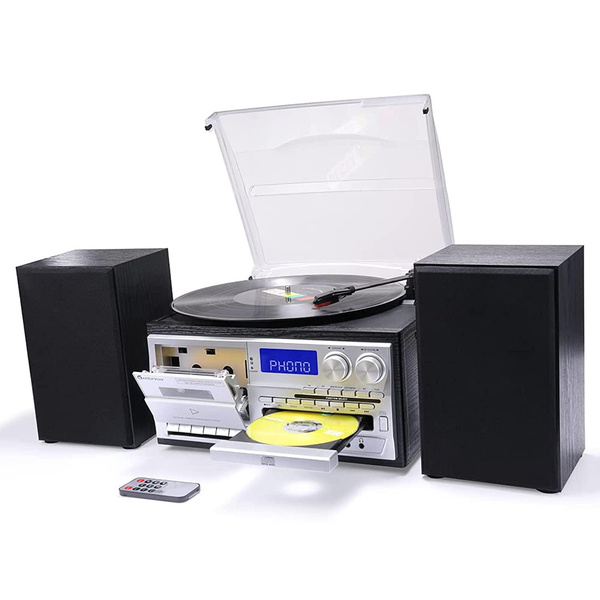 Bluetooth Vinyl Record Player 3 Speeds All In 1 Lp Turntable With