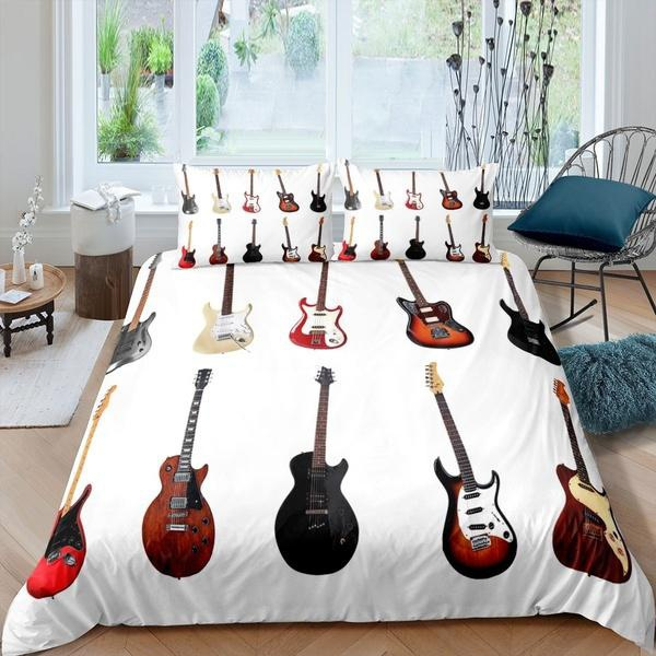 Guitar Comforter Cover Set,Electric Guitar Bedding Set For Boys Teens ...
