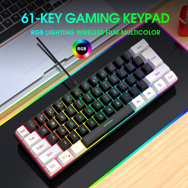 RGB USB Mini Gaming Keyboard 61 Keys Wired Travel Portable Keypad for ...