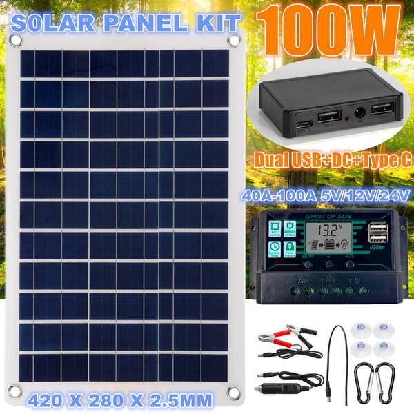 Solar Panel, 100W Portable Solar Cell Panel,40A/50A/60A/80A/100A ...