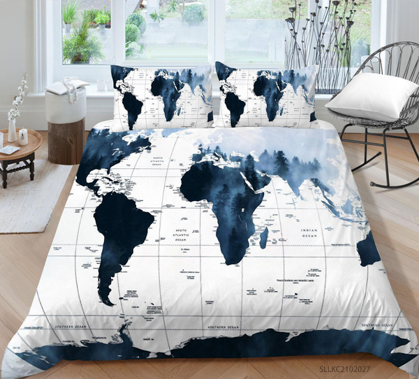 World Map Duvet Cover Set, World Map Asia Europe Africa America ... World Map Duvet Cover Set, World Map Asia Europe Africa America ...