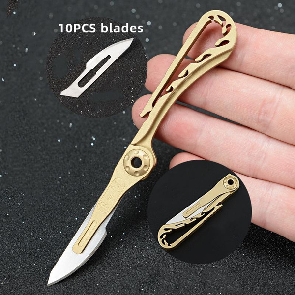 Brass Keychain Folding Knife Sharp Utility Knife Carry on Portable ...