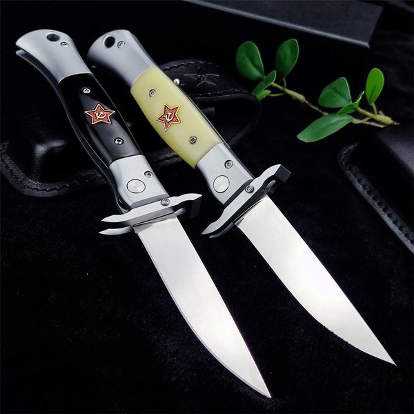 New Russian Finka NKVD KGB Automatic Spring Assisted Knife X12M Steel ...