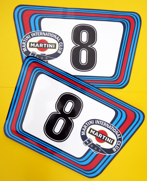 VINTAGE retro Classic Car MARTINI RACE RALLY NUMBERS large x2 gloss ...