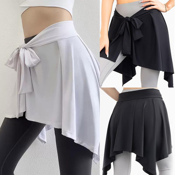 Women Student College Tennis Self-Tie Athletic Yoga Skirt Long Strap ...