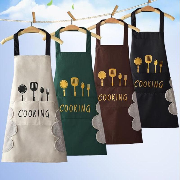 Household Waterproof Hand-wiping Apron Kitchen Oil-proof Apron Adult ...
