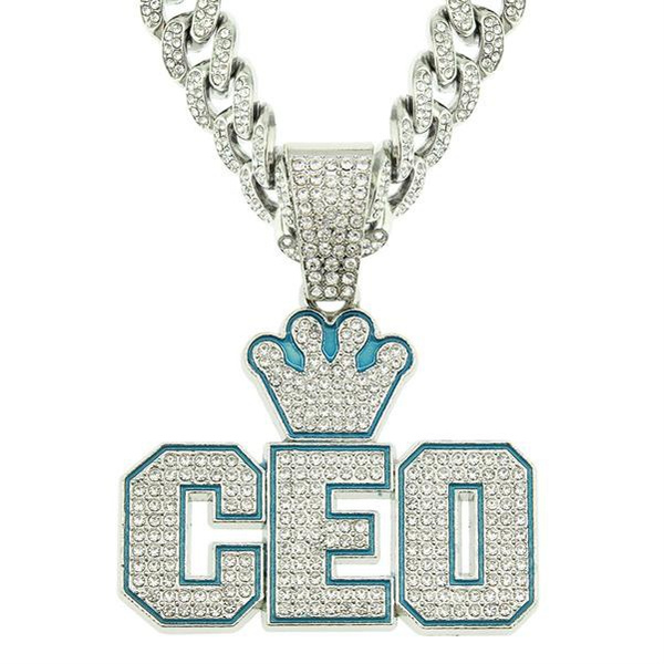 Hip Hop Chain Iced Out Bling Bling Letter CEO Pendant Necklace13mm ...