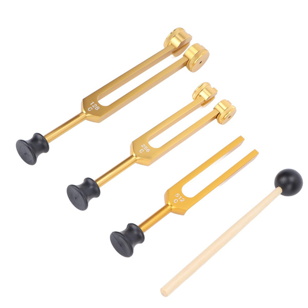 (Gold)Aluminum Alloy Tuning Fork Set 128 256 512Hz Portable Tuning Fork ...