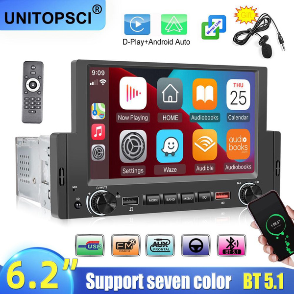 PODOFO Singe Din Car Stereo 1Din Car Radio Audio 6.2'' HD Capacitance ...
