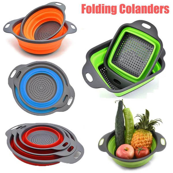 1/2Pcs Silicone Folding Vegetable Basket Foldable Colander Kitchen ...