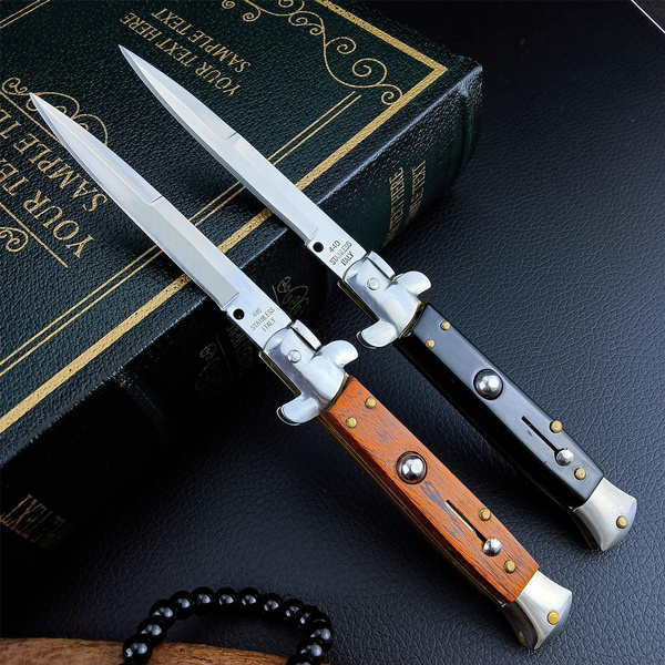 NEW 9 "440C Blade AKC Classical Jump Knife Side Quick-opening Folding ...