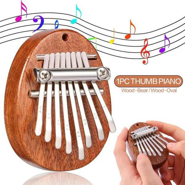 8 Key Mini Kalimba Thumb Piano Wooden Small Wearable Musical Instrument ...