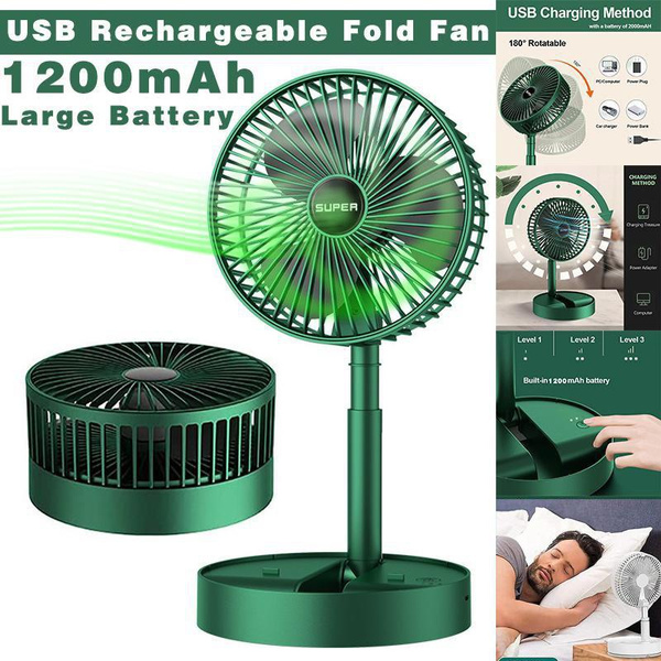 Portable Desk Fan, Foldable Fan, Pedestal Stand Floor Fan, Adjustable ...