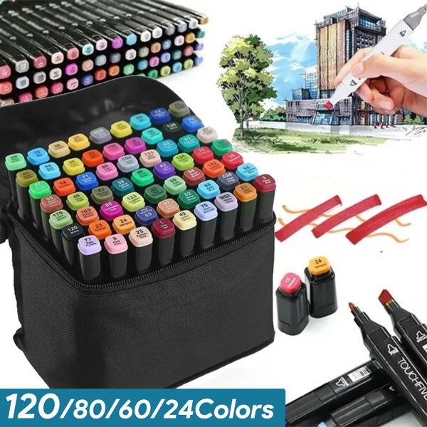 120/80/60/24 Colors Alcohol Markers 80P,Dual Tip Art Markers Brush Tip ...