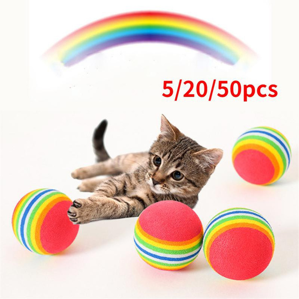 Colorful Pet Foam Balls Rainbow Sponge Ball Cat Catch Toy Funny Kitten ...