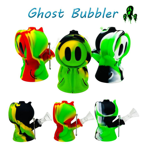 3.9'' Dab Rig Ghost-Bubbler Water Pipes Siilicone Smoking Pipe Dry Herb ...