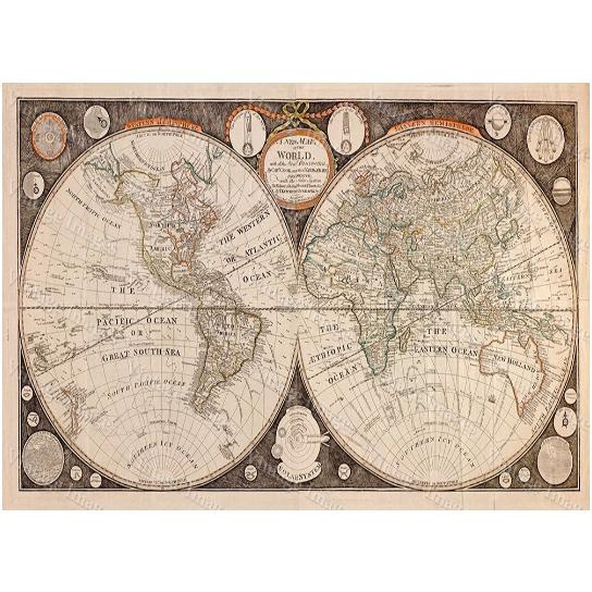Old World Map Giant Historic map 1799 Thomas Kitchen World Atlas Map ...