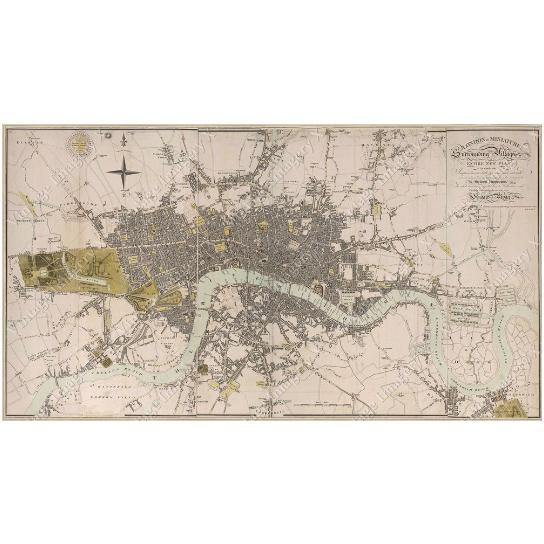 Large Vintage Historic London England Map 1807 Old Antique Restoration ...