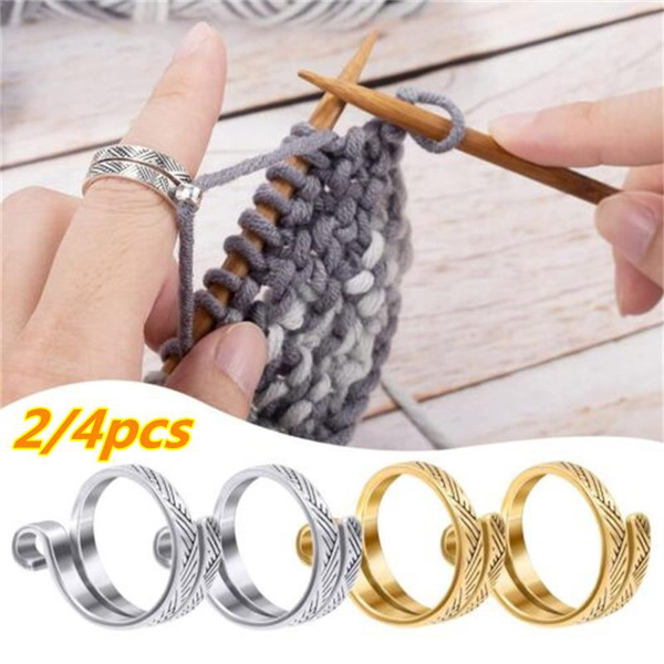 2/4pcs Knitting Loop Adjustable Open Ring Webbing Jewelry Crochet Wool ...