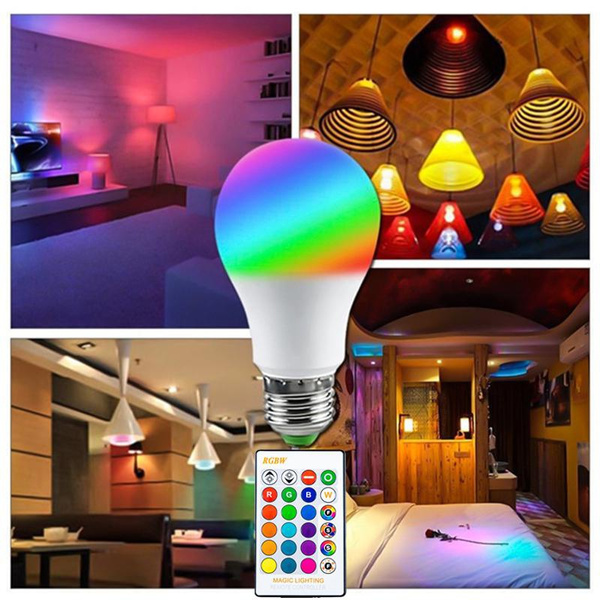 1PC 3W/5W/10W/15W E27 16 Color Changing Remote Control Lamp RGB LED ...