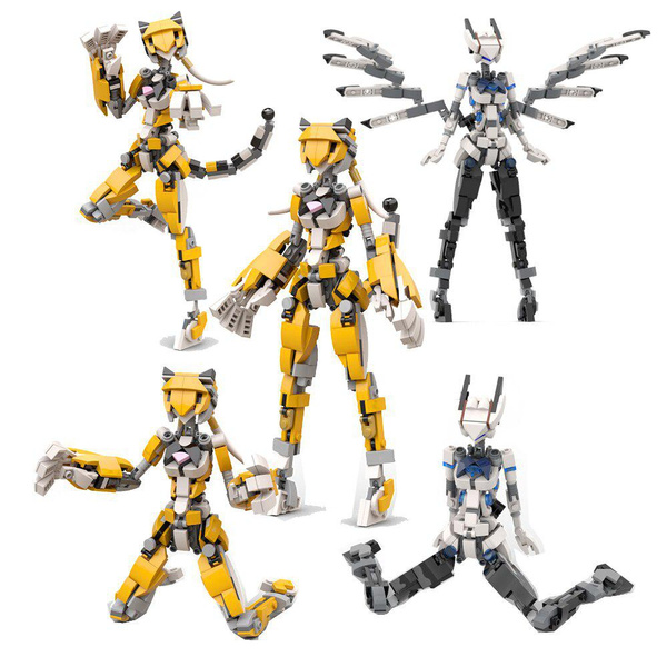 MOC Mecha Female Robot Building Block Tiger Girl Robots Mobile Suit ...