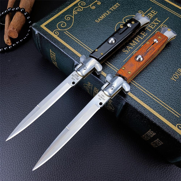 Newest 9 "440C Blade Italian Style AKC Classical Jump Knife Side Quick ...