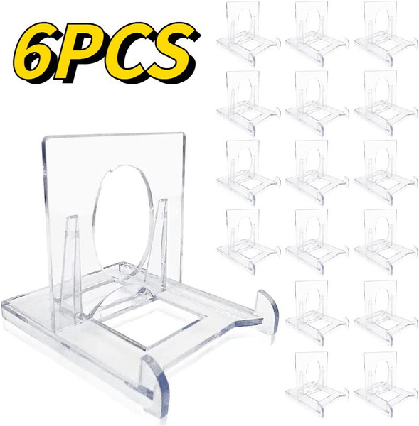 6PC Acrylic Display Stand Transparent Commemorative Card Holder Display ...