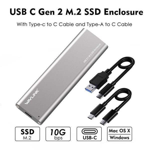 USB C Gen 2 10Gbps M.2 SSD Enclosure B Key External Adapter (Included ...