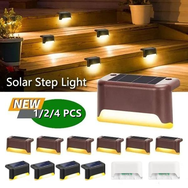 1/2/4pcs Solar Deck Lamp Step Lights Outdoor Waterproof LED Solar Light ...