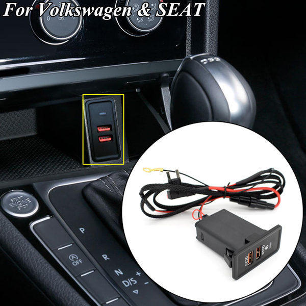 Car Dual USB Port Charger For VW Golf Jetta Passat Beetle QC3.0 Fast ...