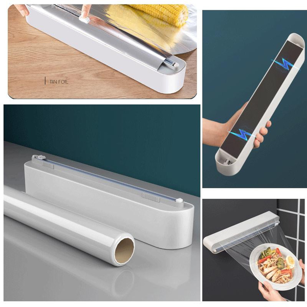 Refillable Cling Wrap Dispenser with Slide Cutter Plastic Wrap ...