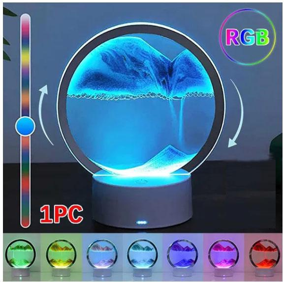1Pc Dimmable 3D Moving Sand Art Table Lamp Rgb Color Change Dynamic ...