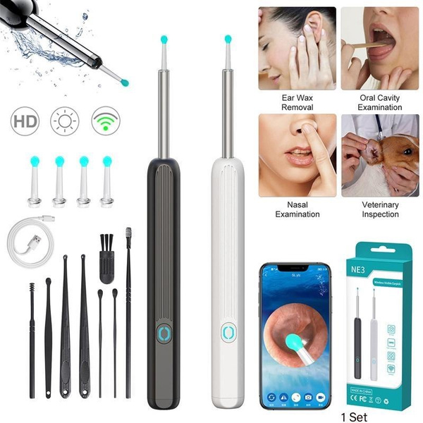 Wireless Ear Wax Remover Camera HD Ear Endoscope Spoon Cleaning WiFi ...