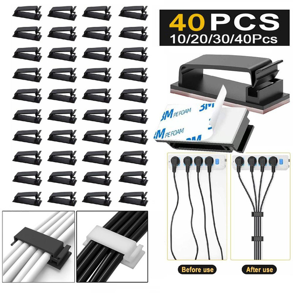 10/20/30/40Pcs Cable Clips Self Adhesive Cable Management Clips Cord ...