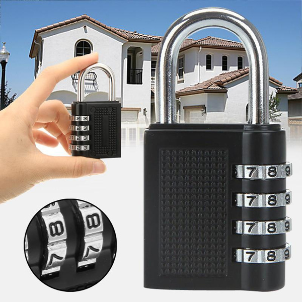 Outdoor Safely Code Lock Black Heavy Duty 4 Dial Digit Combination Lock ...