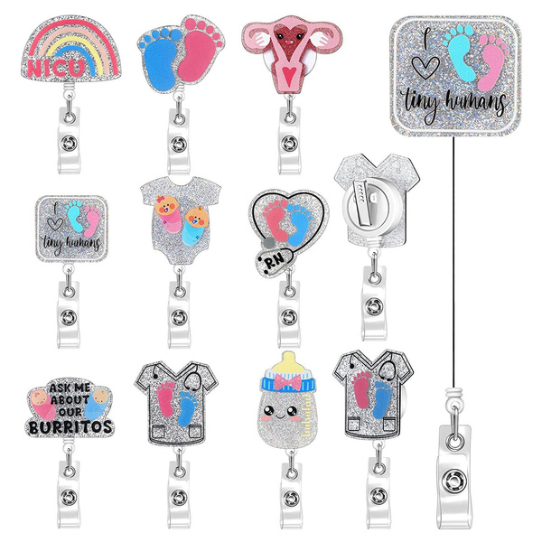 New Design 1 Piece Acrylic Retractable Nurse Badge Holder Glitter ...