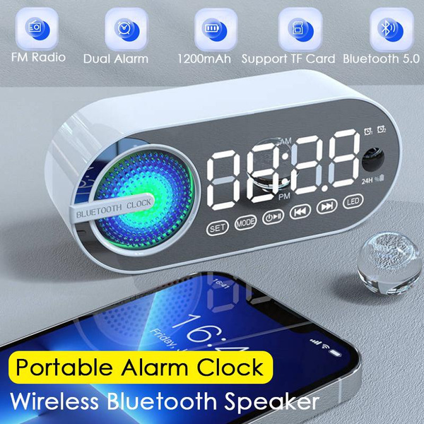 1200mAh Alarm Clock Portable Wireless Bluetooth Speaker Support TF FM ...