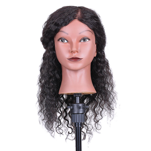 Cosmetology Curly Hair Mannequin Head Hairdressing Training Head with ...
