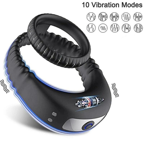 Rechargeable 10 Frequency Vibration Double Penis Rings Cock Silicone ...
