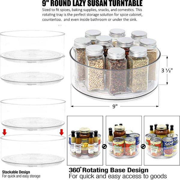 Transparent Kitchen Shelf Organizers and Storage Lazy Suan 360°Rotary ...