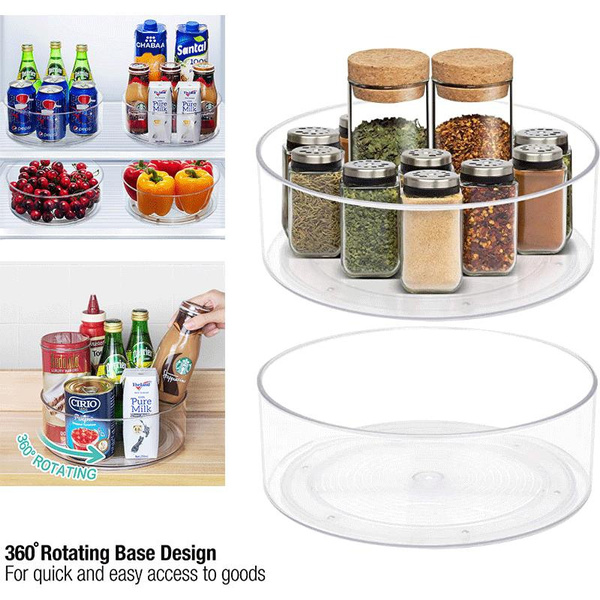 Transparent Lazy Susan Organizer 360°Rotary Turntable Non-Skid Clear ...
