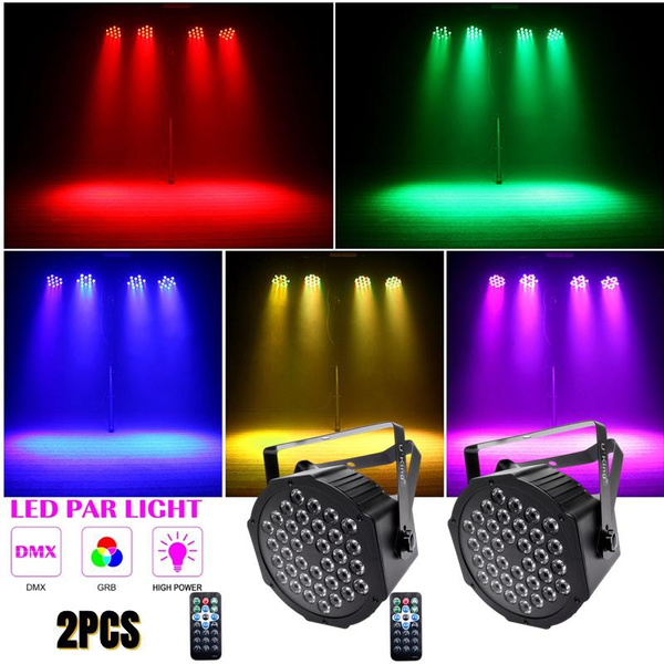 2Pcs PAR Light 36LEDs RGB with Wireless Remote Sound Activated DMX ...
